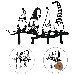 Gnome Gift Metal Key Holder for Wall Decorative, Gnome Key Rack Hanger Wall Mounted with 4 Hooks, Cute Gnome Décor for Entryway Key Cabinet Indoor Children Room