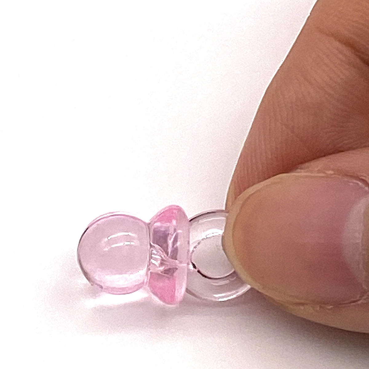 Adorox (144 Pieces) Pink Acrylic Baby Pacifiers Baby Shower Decoration Table Scatter