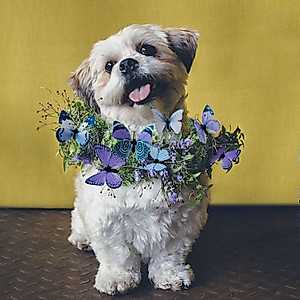 Artificial Butterfly Garland, Fake Butterfly Decorative Vines, DIY 3D Unique Butterfly Hanging Decor for Home Wall Easter Spring Flowers Party Wedding Arch Shopping (Dark Blue)