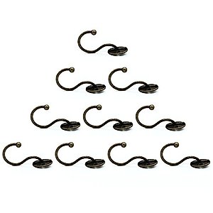 Richohome 10 Pcs Bronze Vintage Wall Mounted Single Hook Hangers Long Hook