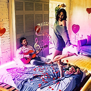 phopollo LED Strip Lights, 50ft (2Rolls of 25ft ) Bluetooth LED Lights for Bedroom, Smart APP Control, Music Sync LED Light Strip, Color Changing with Remote, Flexible Room Lighting Home Decor.