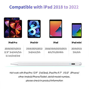 DRYMOKINI Stylus Pen 2nd Gen with Palm Rejection, Magnetic, High Precise Fine Tip Pencil for pple iPad 2018-2022 for iPad 6/7/8/9/10, iPad Air 3/4/5, iPad Mini 5/6, iPad Pro 11", iPad Pro 12.9"