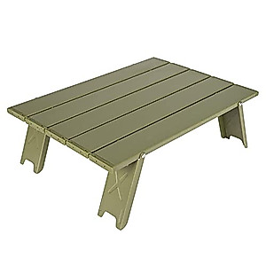 Small Camping Table - Mini Green Folding Beach Picnic Table,Camping Tent Table Camping Meal Portable Coffee Table Home Bed Aluminum Plate Table Army Green ??