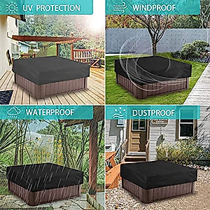 NIMOSA Outdoor Square Hot Tub Cover, 210D Oxford Fabric Garden SPA Bath Pool Cover Waterproof Dustproof Anti-UV,Grey,207x207x30cm