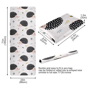 MOYYO Animal Cute Hedgehogs Yoga Mat Printed Suede Natural Rubber Thin Hot Yoga Mat Non Slip Sweat Fitness Mat 71x26 Inch Portable Travel Yoga Mat for Yoga Pilates and Floor Exercises