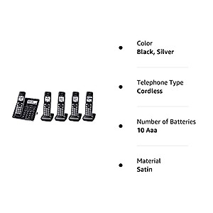 Panasonic KX-TG985SK: 5-Handset Bluetooth DECT 6.0 Talking Caller ID Phone with Expandability Up to 6 Handsets (Renewed)