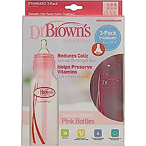 Dr. Brown's BPA Free Baby Bottles 8 Oz. - Pink - 3 Pack