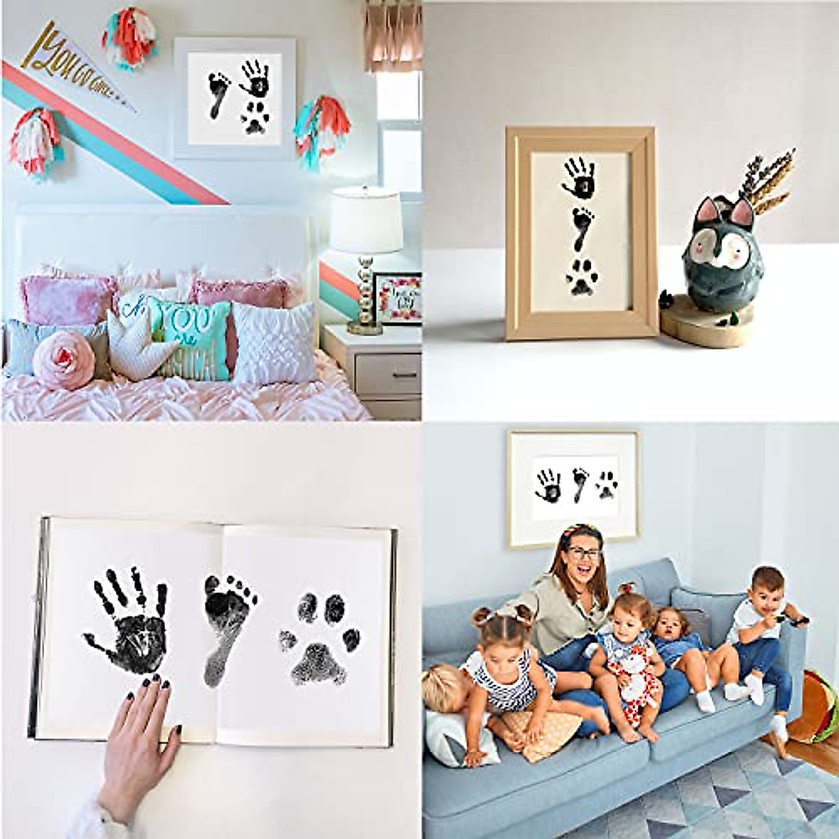WEWESGAO Ink Pads for Baby Footprints and Pet Paw Print kit,Non-Toxic and Acid-Free Ink, Easy to Wipe and Wash Off Skin, Smudge Proof,Baby Footprint Kit,Long Lasting Keepsakes(Black)