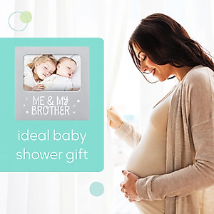 Tiny Ideas Me & My Brother Picture Frame, Nursery Décor, Gender-Neutral Baby Frame, Perfect Siblings Gift, Baby Keepsake Picture Frame, 4" x 6" Frame, Gray