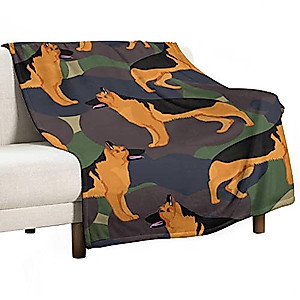 German Shepherd Throw Blanket for Couch Bed Flannel Lap Blanket Lightweight Cozy Plush Blanket for All Seasons 50"x70"