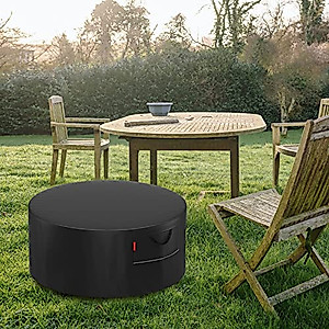 Fadedstop Fire Pit Cover Round 50Inch Heavy Duty 600D Waterproof and Windproof Gas Fire Pit Cover, Patio Fire Bowl Cover with Air Vent, 24”High Black