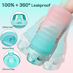 ZOMAKE Half Gallon Water Bottle with Straw & Time Marker - 64 oz Motivational Large Water Jug BPA Free Leakproof Water Bottle Ensure You Drink Enough Water Daily