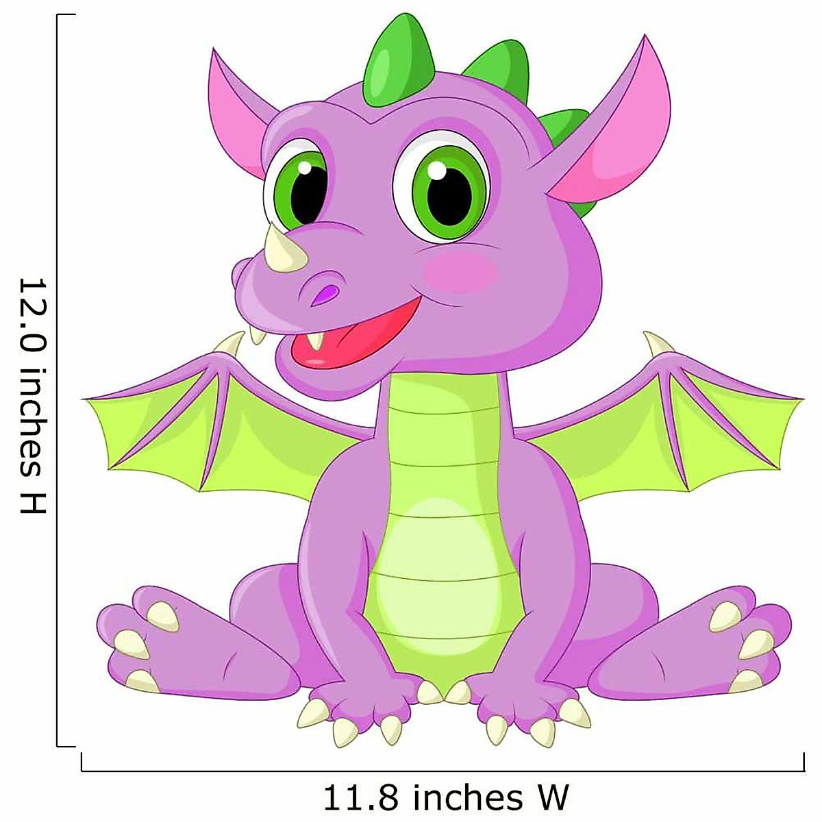 Wallmonkeys Cute Baby Dragon Cartoon Wall Decal Peel and Stick Graphic (12 in H x 12 in W) WM212692