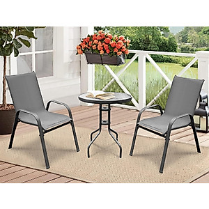 SONGBATE Large Patio Bistro Set 36" Table & 2 Chairs | Modern Metal Frame with Textilene Fabric | Stylish Outdoor Dining & Conversation Furniture (Extra Large)