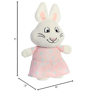 Aurora Bundles of 2 6.5 Inch Plush Animals: Max and Ruby Bunnies, White Black red Pink Blue