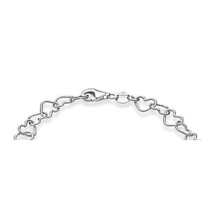 Miabella Sterling Silver Italian Rolo Heart Link Chain Anklet Ankle Bracelet for Women, Made in Italy (Length 9 Inches (X-Small))