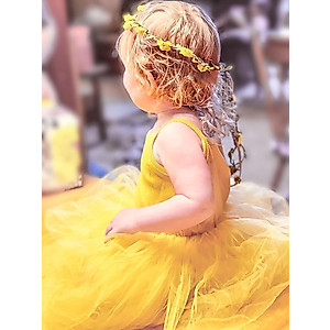 Toddler Baby Girls Tutu Dress for Kids Sleeveless Tulle Dresses Infant Party Photoshoot Size 6M-4T Yellow