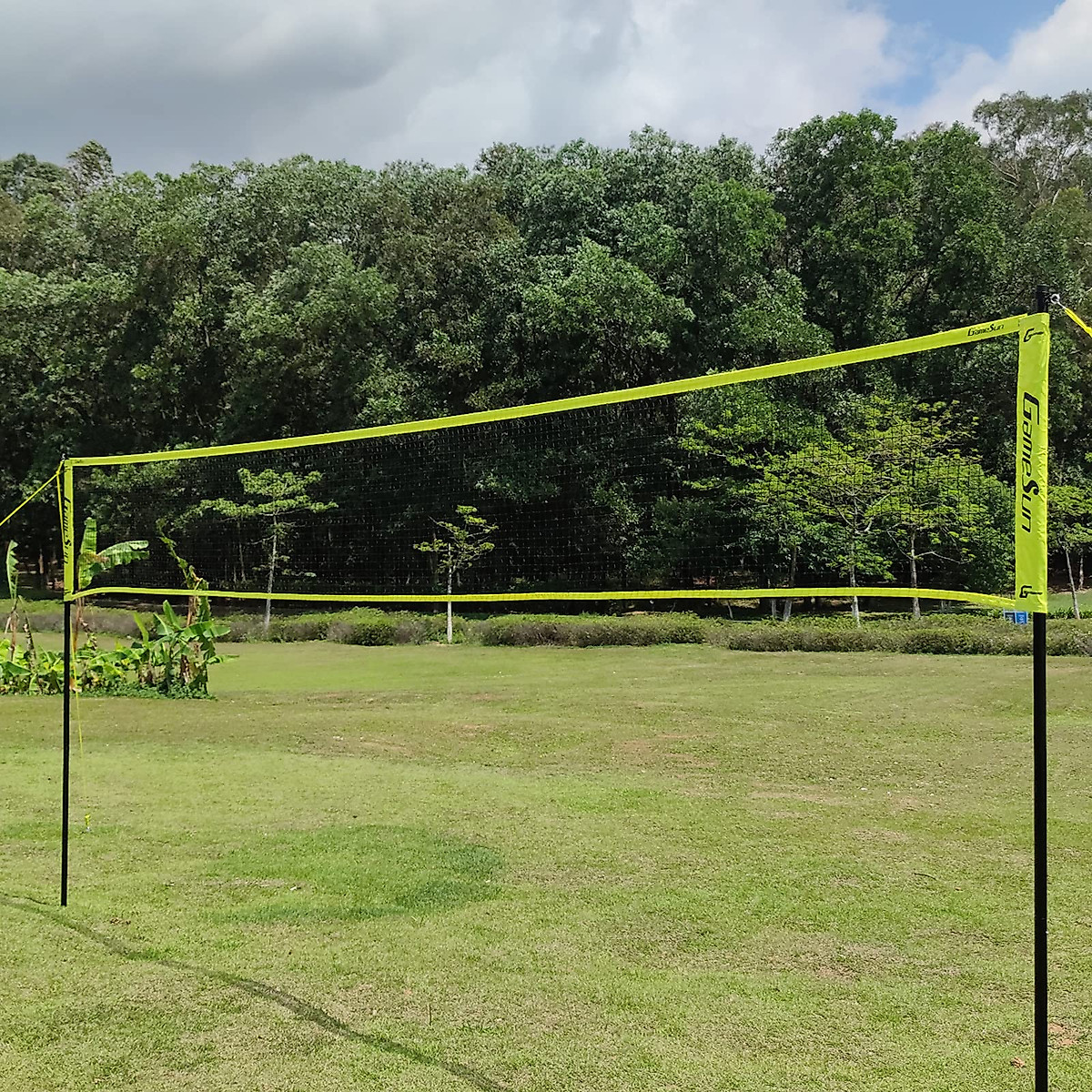 Volleyball Badminton Combo net Set for Backyard and Outdoor with Sleeve Net, 4 Pro Racquets, Nylon Carry Bag