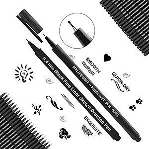 MyLifeUNIT Fineliner Pen Set, 0.4mm Black Fine Liner Sketch Drawing Pen, Pack of 20 (Black-20)