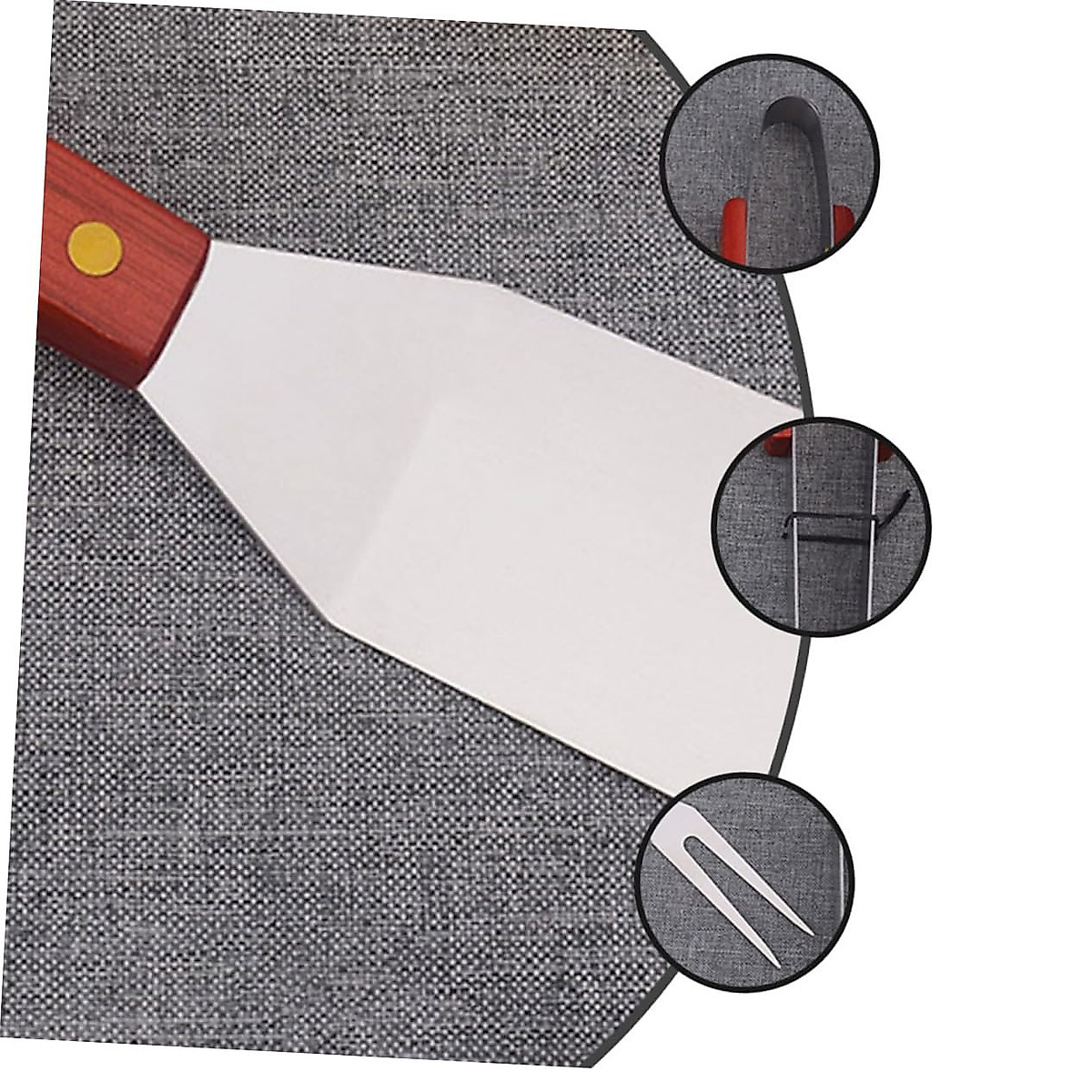 GANAZONO 3 Pcs Three Piece Barbecue Set Stainless Steel BBQ Tools Barbecue Roasting Sticks Grilling Barbeque Food Tongs BBQ Spatula Outdoor Accessories Grill Utensils Fork Wooden Major