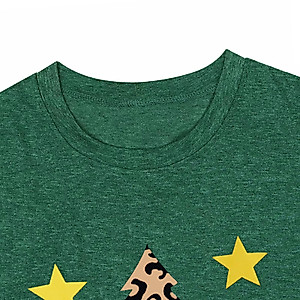 Plus-Size Christmas Shirts Women Merry Christmas Leopard Plaid Tree Print Shirt Holiday Tops Xmas Tee
