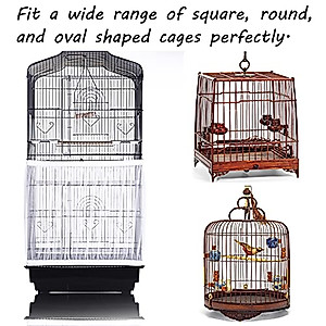 Tamu style Bird Cage Seed Catcher, Large, Stretchy Form Fitting Mesh Skirt Cover for Parrot Enclosures, Light and Breathable Fabric, Prevent Scatter and Mess, Reusable