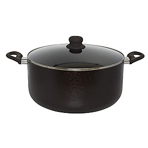 IMUSA USA 10Qt Nonstick Hammered Exterior Dutch Oven with Glass Lid, Gray