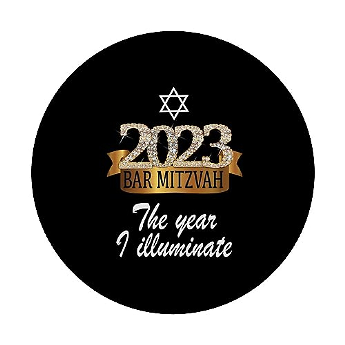 2023 Bar Mitzvah Quote Festive Black Yellow Decor PopSockets Standard PopGrip