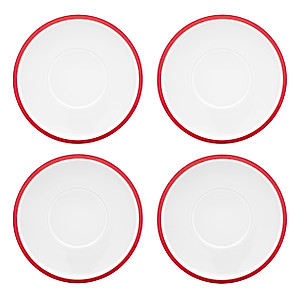 Dansk Kobenstyle 4-Piece Teacup Saucer Set, Chili Red