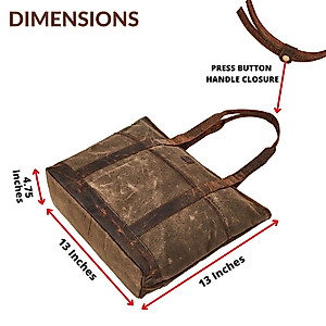 Wise Owl Accessories Tote Bag for Women Real Leather Shoulder Handbag Organizer Water Repellent Waxed Canvas with Compartments (Taupe)