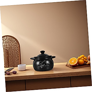 Hemoton Stew Pot Ceramic Stockpot, Ceramic Cooking Pot, Chinese Casserole Thickened Cooking Pot with Lid Chinese Stock Pot Large Soup Stock Pot (1.8L/ 1.7QT)