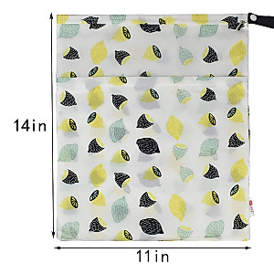 2Pcs Waterproof Reusable Wet & Dry Bag for Baby Cloth Diaper Gym Clothes Travel Bags Washable Beach Pool Swimsuits Pockets with Two Zippered Dirty Diapers Stroller Yoga Toiletries Daycare Organizer