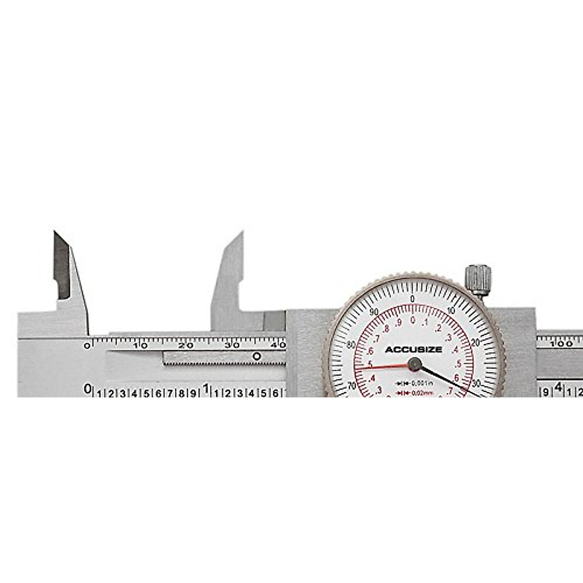 Accusize Industrial Tools 8''/200 mm by 0.001''/0.02 mm Dual Needle Precision Dial Caliper Stainless Steel in Fitted Case, Imperial/Metric, P920-S238