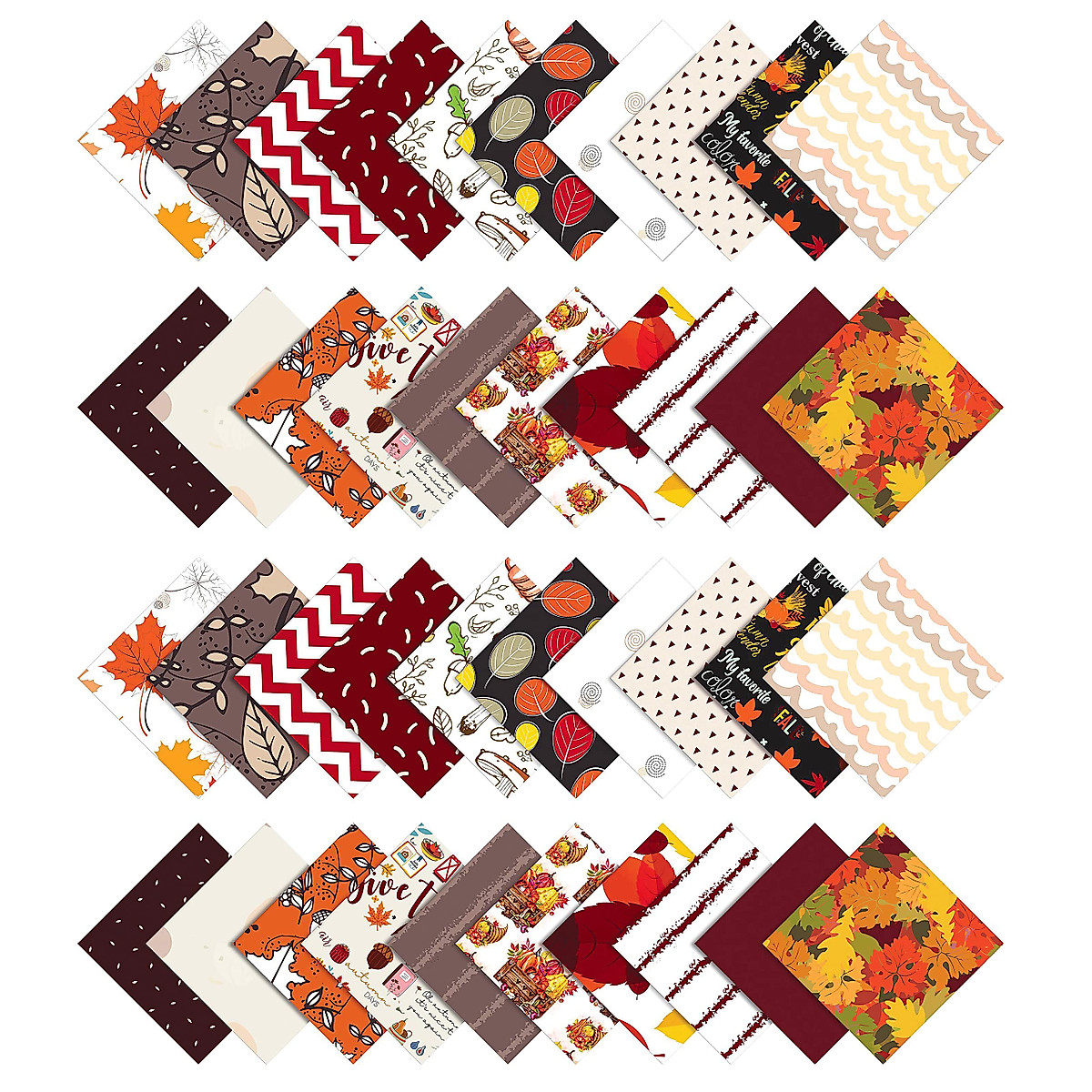 Soimoi Precut 10-inch Autumn Fall Theme Prints Cotton Fabric Bundle Quilting Squares Charm Pack DIY Patchwork Sewing Craft- Multicolor
