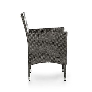 Muse & Lounge Co. Mobler 3-Piece Outdoor Wicker Conversation Bistro Set, Space Saving Patio Furniture for Garden, Poolside, Yard, Gray