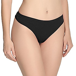 ANZERMIX Women's Breathable Cotton Thong Panties Pack of 6 (Black-6PK, Medium)