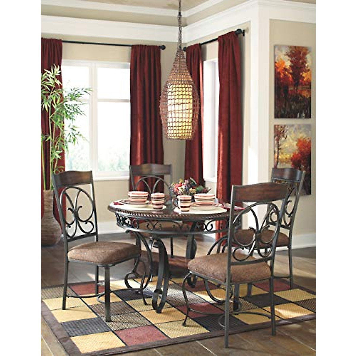 Signature Design by Ashley Glambrey Old World Dining Chair with Cushion, 4 Count,, Brown