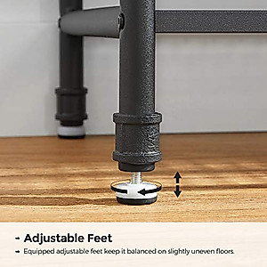 VASAGLE DAINTREE 3-in-1 Entryway Coat Rack and Storage Bench, Pipe Style Hall Tree with 9 Hooks, Multifunctional, Sturdy Steel Frame, Large Size, Industrial, Rustic Brown and Black UHSR47BX