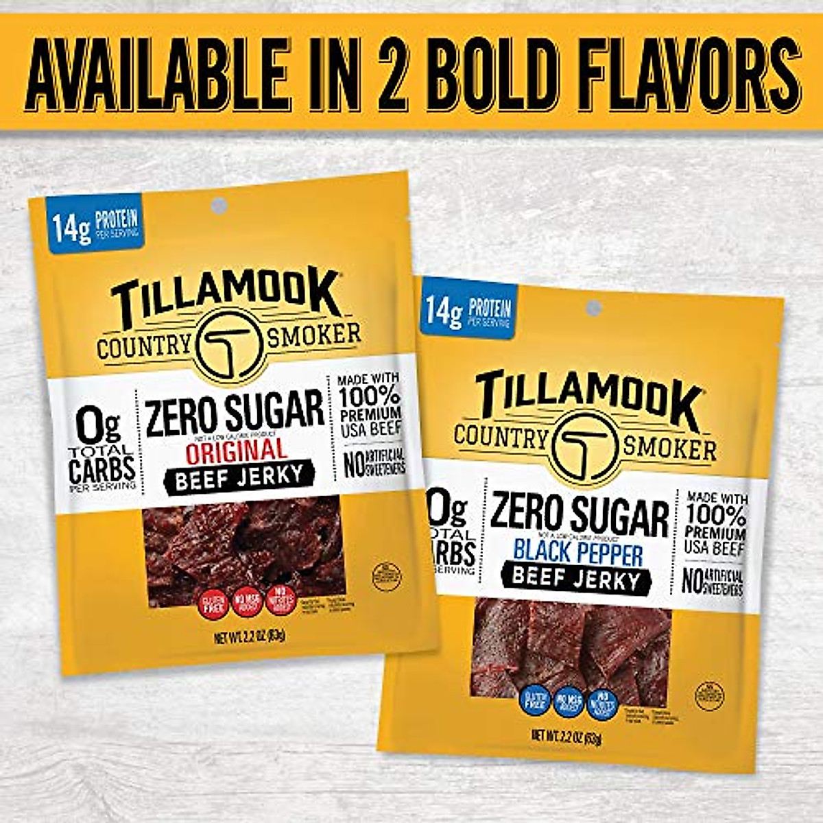 Tillamook Country Smoker Keto Friendly Zero Sugar Beef Jerky, Black Pepper, 6.5 Ounce