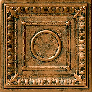 A La Maison Ceilings R47 Romanesque Wreath Foam Glue-up Ceiling Tile (21.6 sq. ft./Case), Pack of 8, Antique Bronze