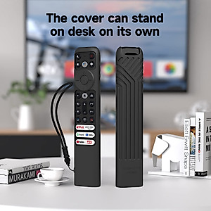 SIKAI Silicone Cover for TCL RC902V FMR1,RC813 FMB1 FMB3,RC923 Voice Remote Shockproof Case for 55R646 55S546 65R646 65S546 75R646 Series TV Remote, Anti Lost with Lanyard Black