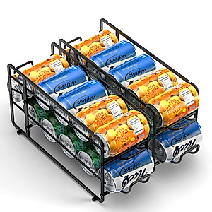 CANYAVE Can Orgaziner for Pantry, Can Organizer Can Storage Dispenser Rack for Pantry, Cabinet, Kitchen 3-Tier (Black)