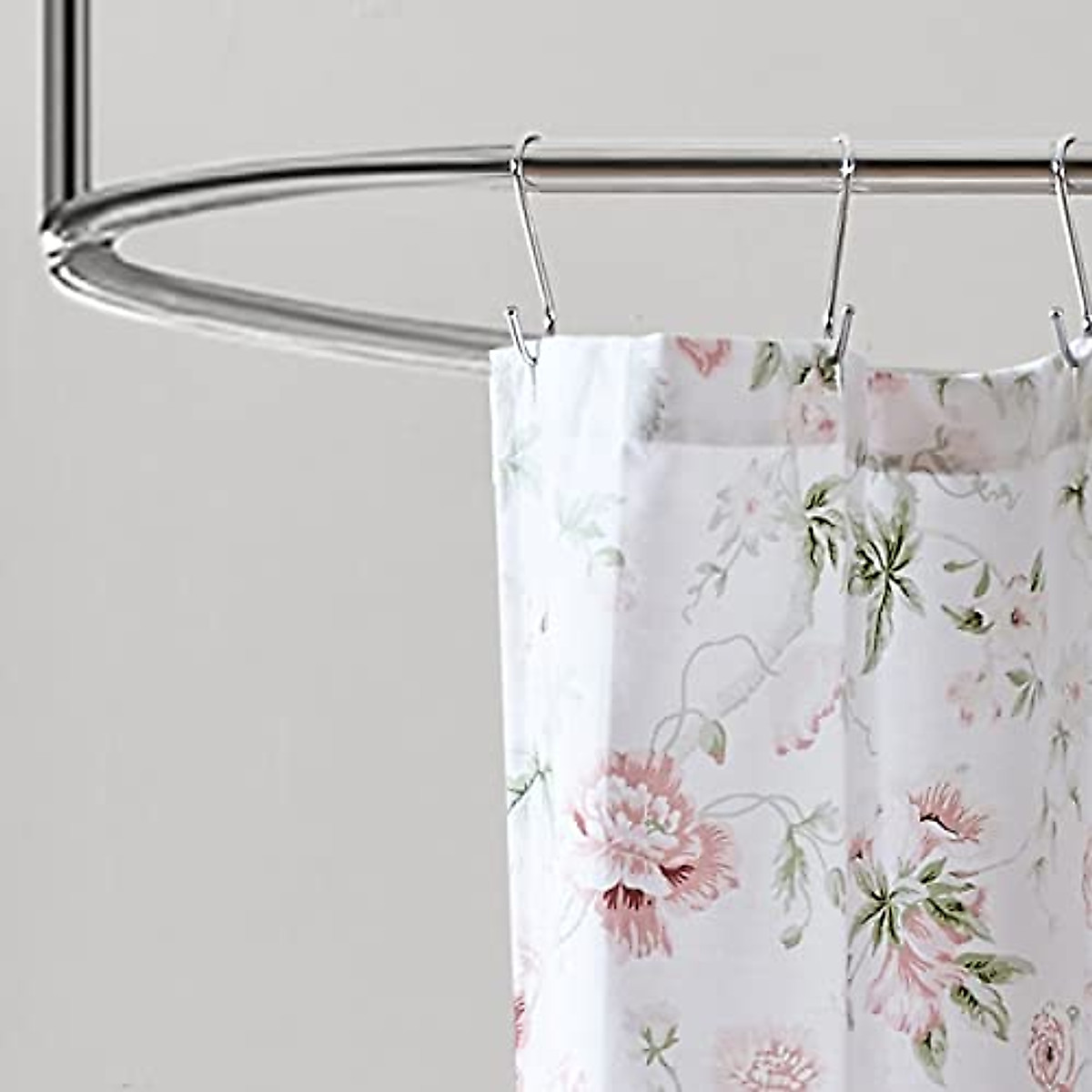 Laura Ashley Home - Shower Curtain, Stylish Cotton Bathroom Decor, Elegant Floral Home Decor (Breezy Floral Pink, 72" x 72")