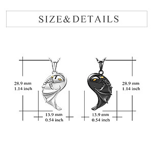 YFN Dragon Necklace Sterling Silver Yin Yang Dragon Pendant Matching Jewelry for 2 Gifts for Couple Friends Women Men
