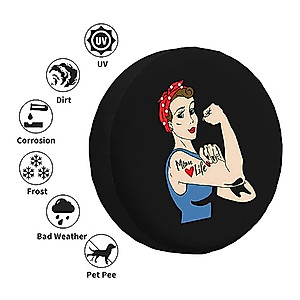 Vintage Mom Life,Funny Tire Cover Universal Fit Spare Tire Protector for Truck, SUV, Trailer, Camper, Rv