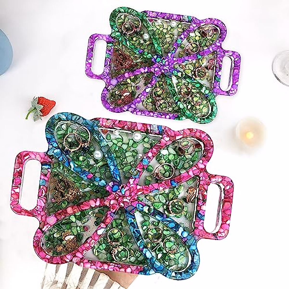 Tray Silicone Molds with Handle Large Resin Tray Moulds Jewellery Organizer Casting Mold Craft Making Supplies Epoxy Resin Casting Mold for DIY Resin Craft Fruit Tray Home Decor (Square)