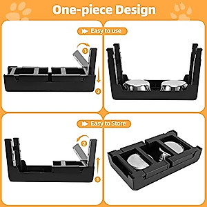 PANZZDA Elevated Dog Bowls Adjustable Raised Stand with Double Stainless Steel Food Bowls Adjusts to 4 Heights 3.1”, 8.6”, 10.2”, 11.8”, for Small Medium Large Dogs and Pets