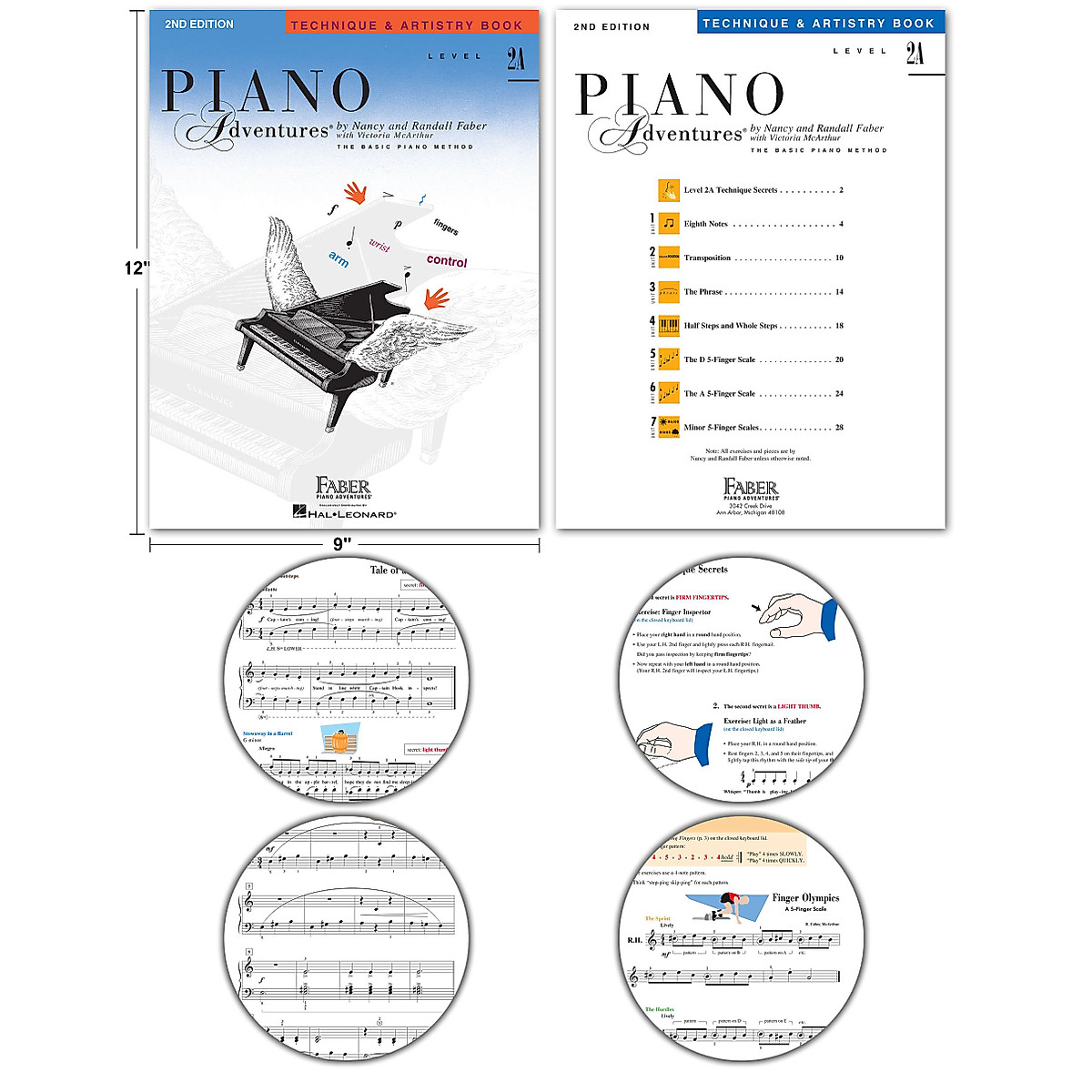 Piano Adventures Level 2A Learning Library Set By Nancy Faber - Lesson, Theory, Performance, Technique & Artistry Books & Juliet Music Piano Keys 88/61/54/49 Full Set Removable Sticker