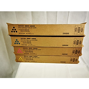 Genuine Ricoh 842251, 842252, 842253, 842254 Toner Cartridges (1 Set of 4) for Ricoh IM C3500 / C3000 + A Free Car Air Fresher