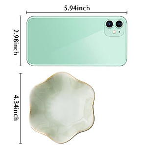 KIMRAMIC Jewelry Dish,Ceramic Trinket tray,small ring holder,Key Bowl,Home Decoration,Gifts for Friends Sisters Daughter Mother (light green)